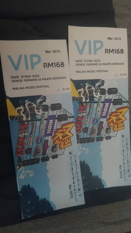 2 tiket konsert Malika VIP to let go at rm100 for 2, Tickets & Vouchers ...