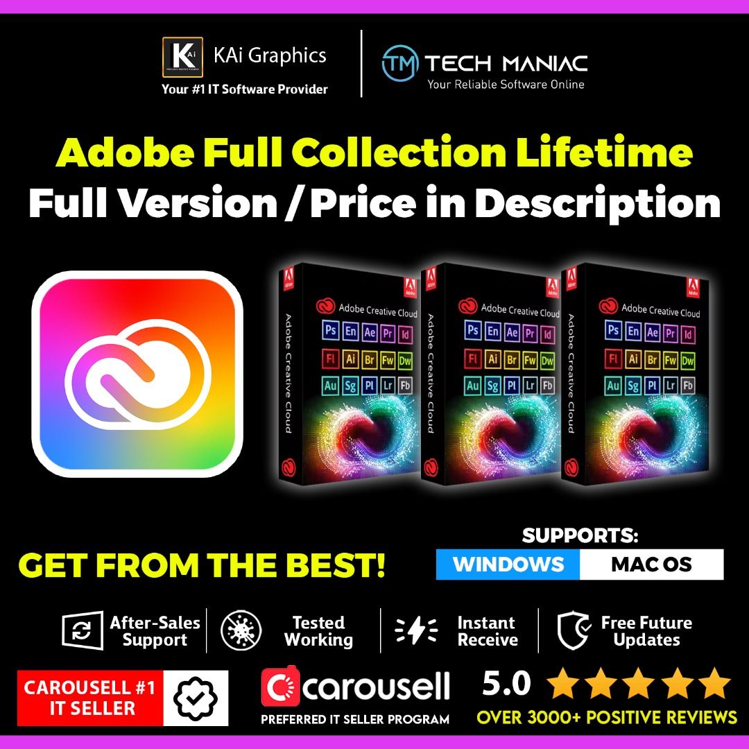 ⭐ Adobe Latest Creative Cloud Collection Full suite Lifetime Software ...
