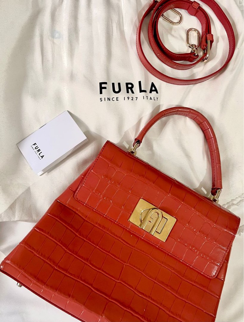 [ ORIGINAL FURLA ] FURLA 1927 SATCHEL TOP HANDLE CHILI OIL, Luxury ...