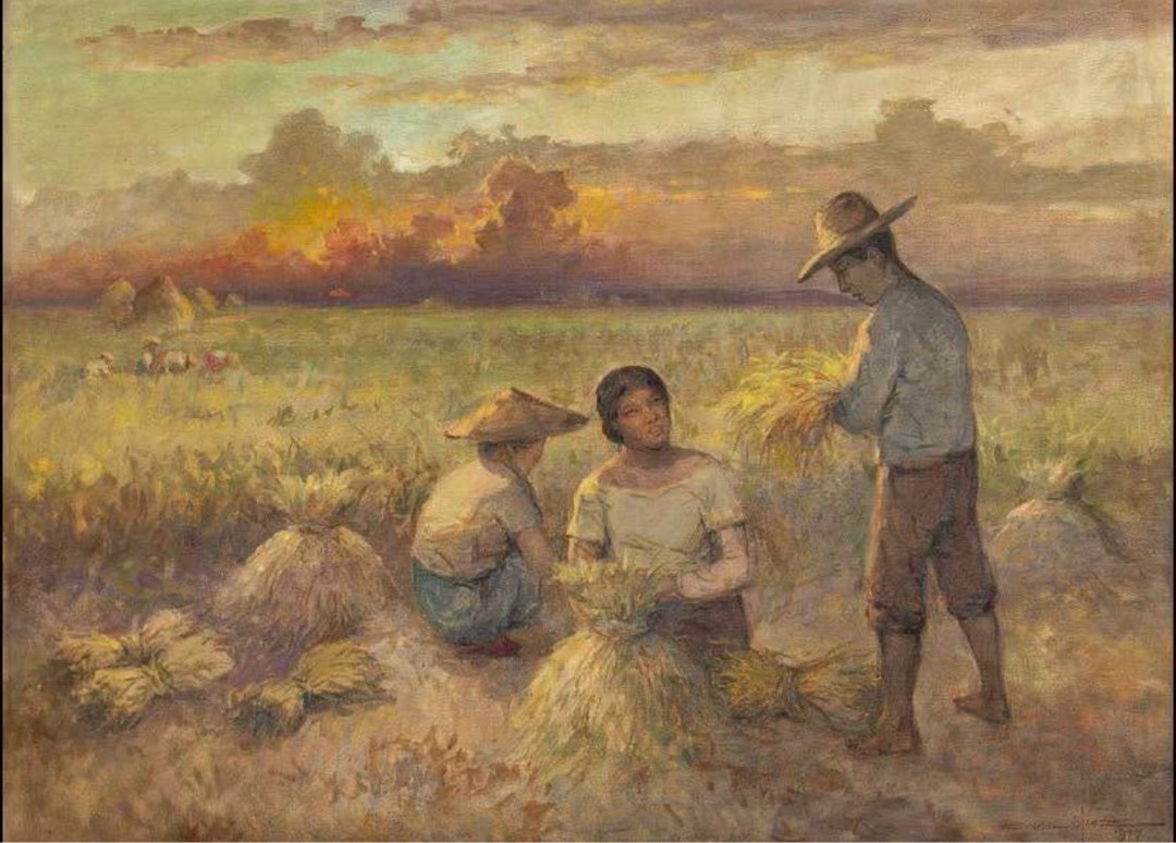 A beautifiul painting by Master Crispin V. Lopez with title Harvest ...