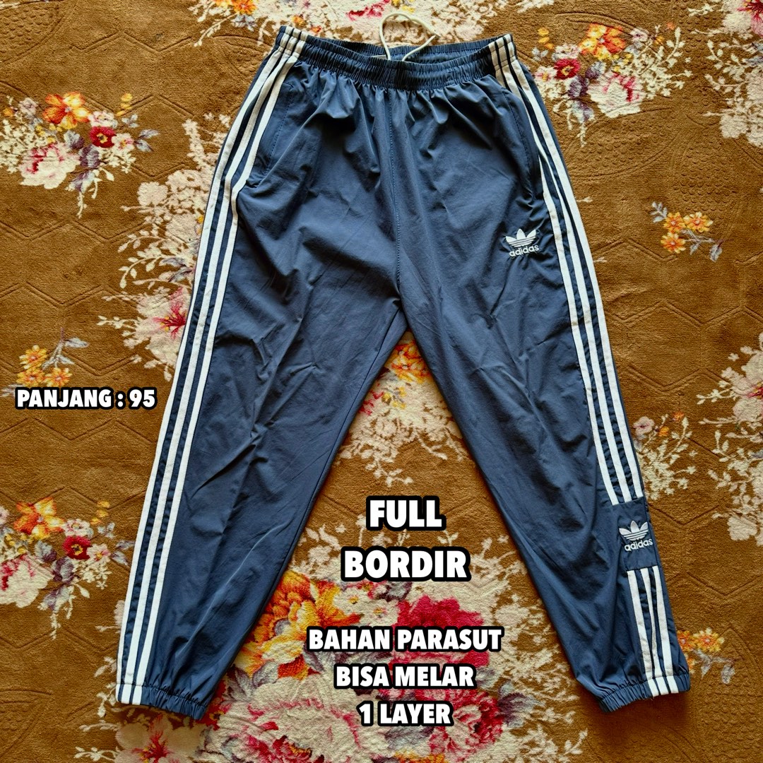 ADIDAS Bunga - Jogger Parasut 1 Layer (Blue Grey) M/L, Fesyen Pria ...