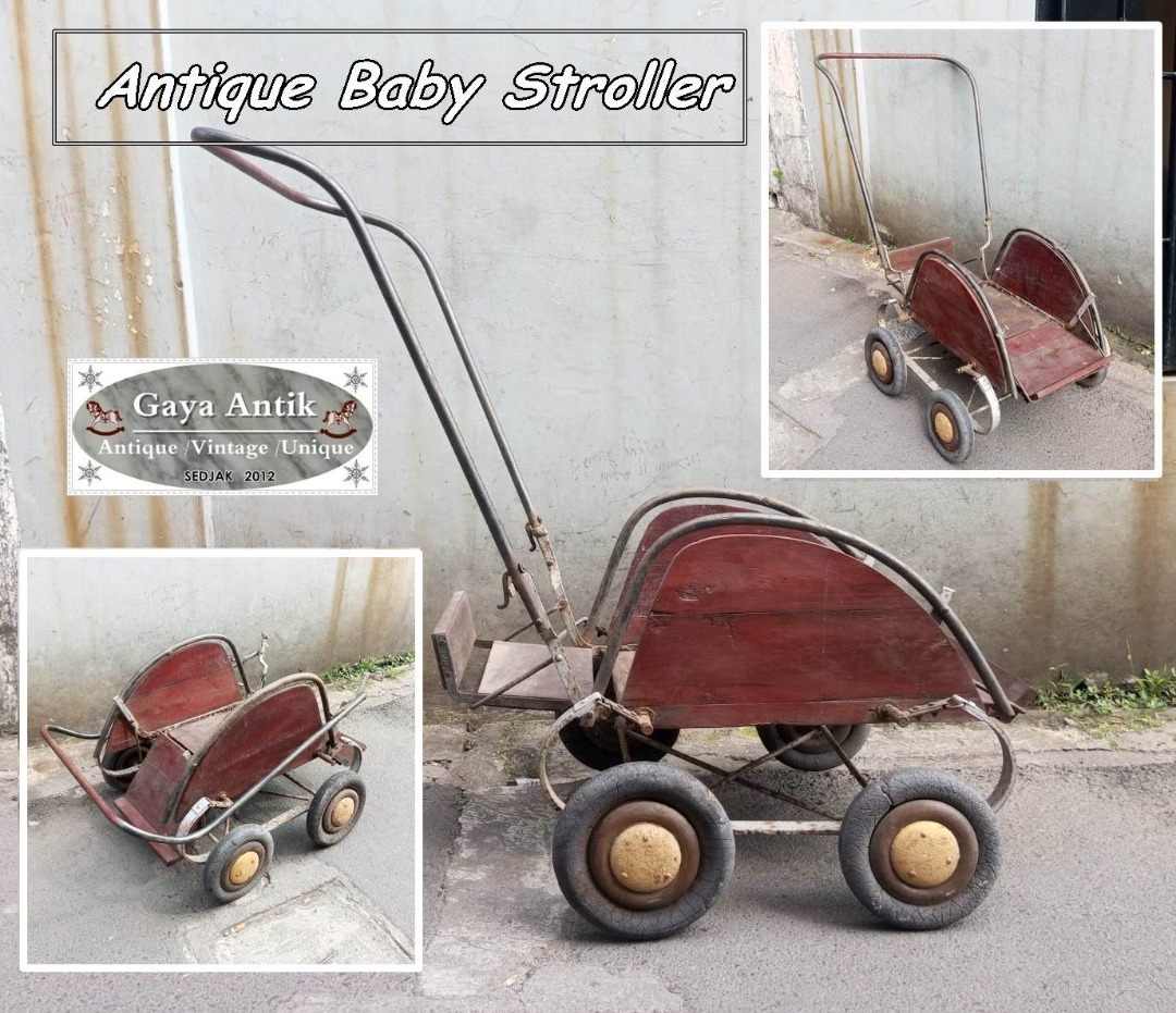 Baby Stroller Antik Bahan Besi & Kayu, Antik, Lainnya di Carousell