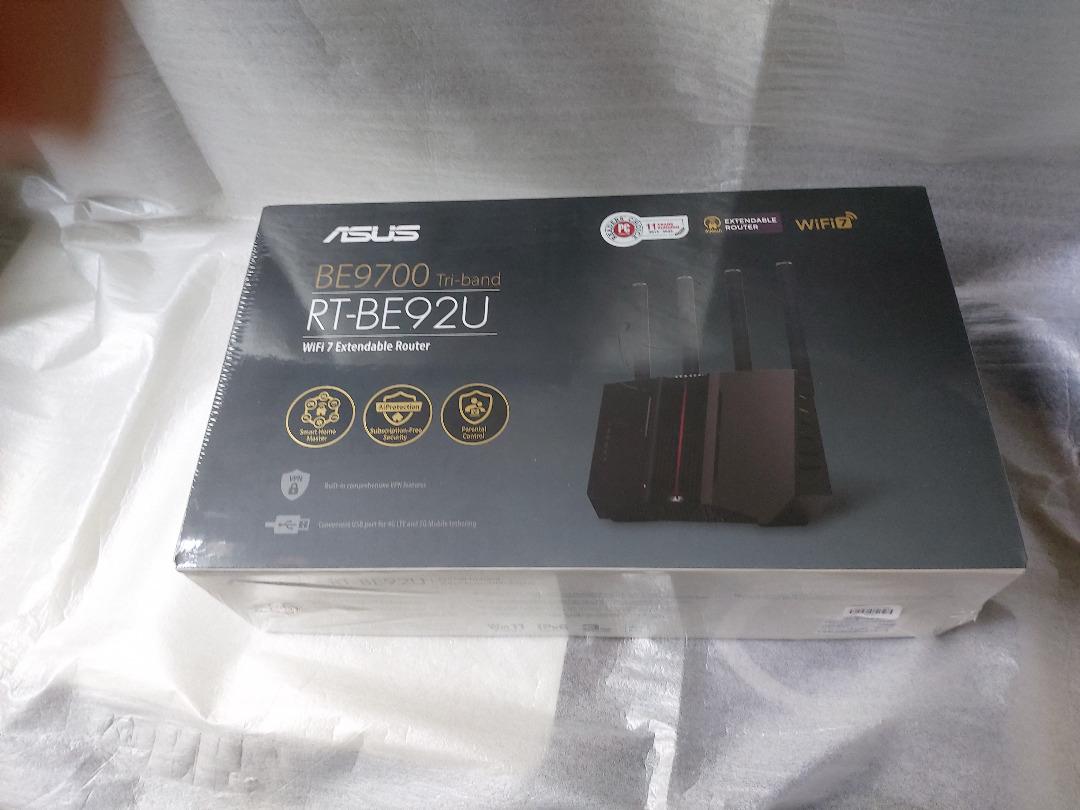 BNIB Asus BE9700 Tri-band RT-BE92U WiFi 7 Extendable Router Wireless ...