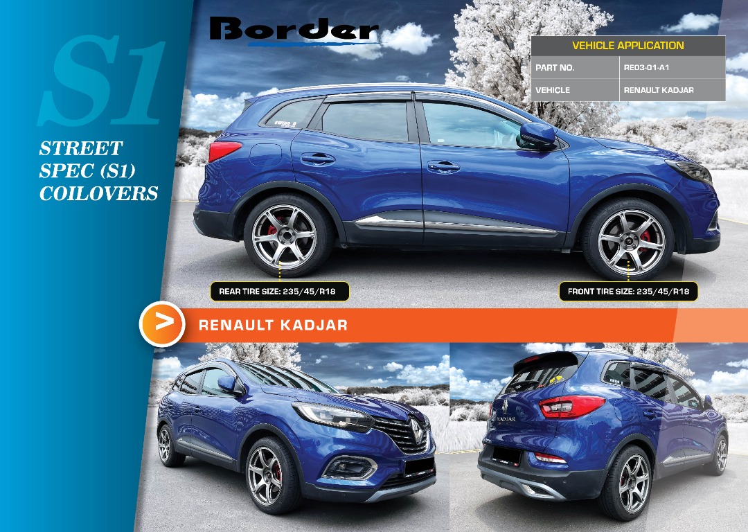 BORDER STREET SPEC (S1) COILOVERS ON RENAULT KADJAR, Car Accessories ...