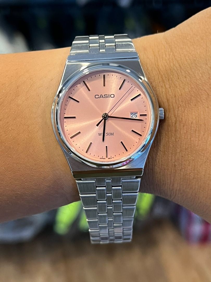 CAROUSELL SALE!! ORIGINAL CASIO Pink Dial Stainless-Steel Watch MTP ...