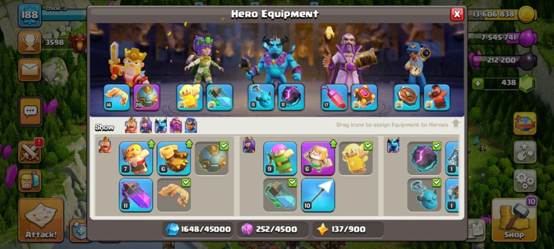 Clash of clans TH15 near max defenses, high lv equipments with hero ...