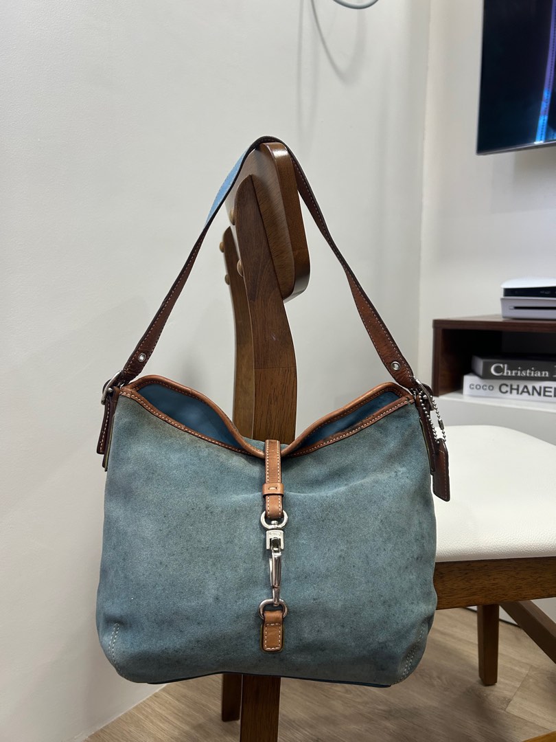 Coach Hampton in Suede Blue, Women's Fashion, Bags & Wallets, Shoulder ...