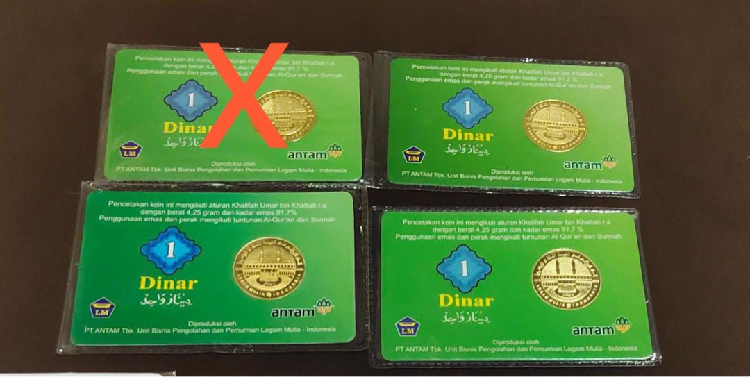 Dinar Antam 22K Berat 4.25 gram, Fesyen Wanita, Perhiasan di Carousell