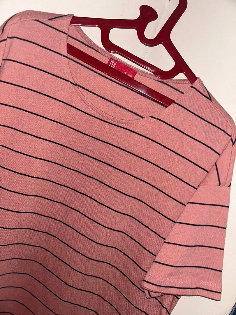 Dress Daster Wanita Lengan Pendek Model Simple Motif Garis2 Warna Pink ...
