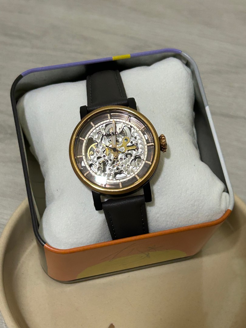 Fossil Automatic Skeleton Dial Boyfriend Watch, Women's Fashion ...