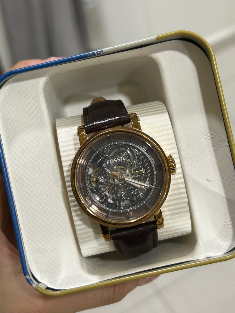 Fossil Automatic Skeleton Dial Boyfriend Watch, Women's Fashion ...