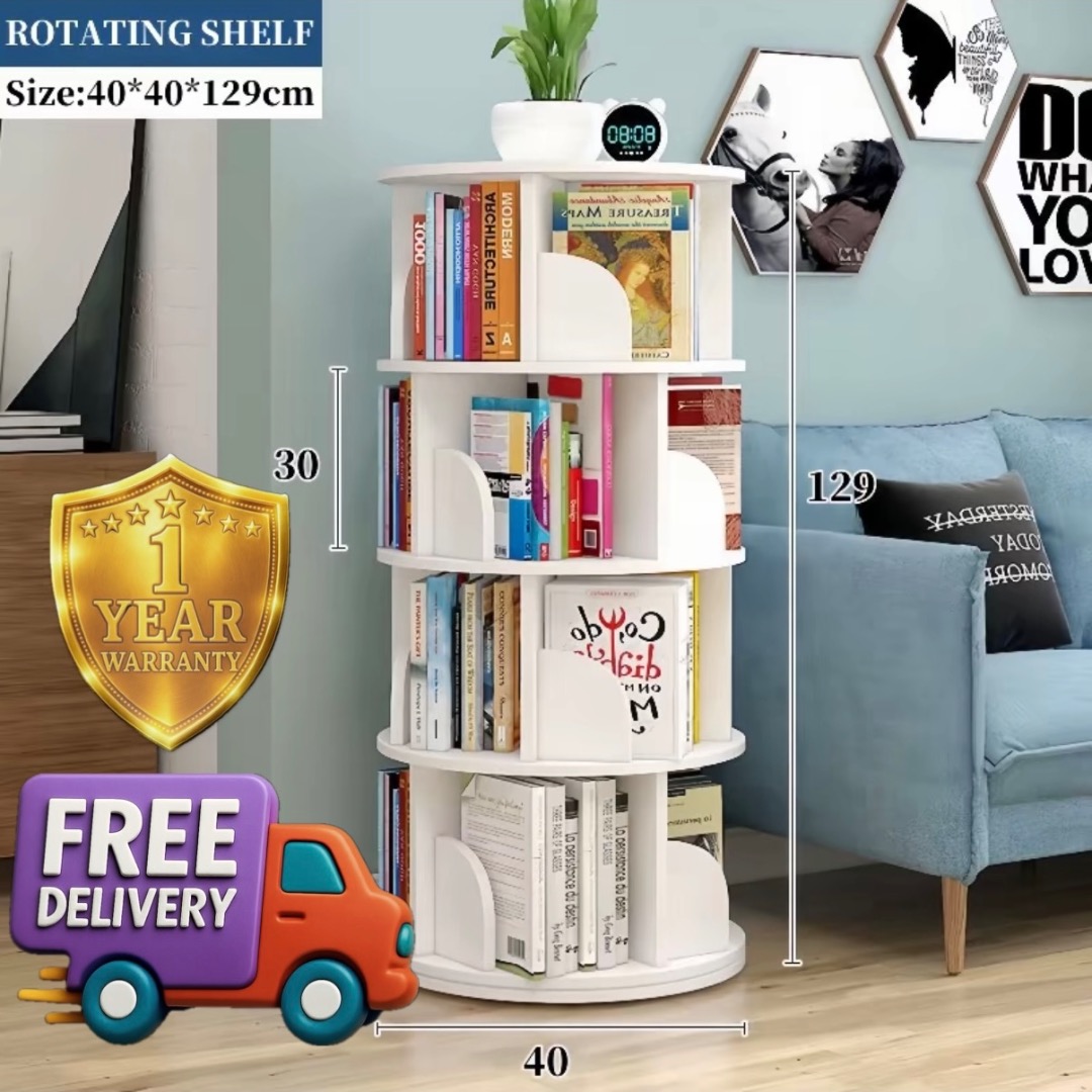 [FREE DELIVERY] Rotating Book Shelf | 360 Degree Bookshelf | Spinning ...