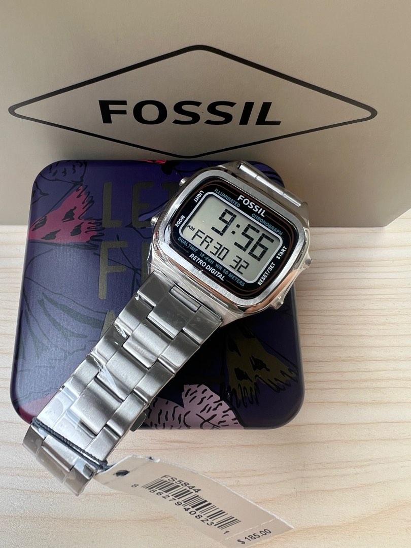 (Free Engrave)Fossil Digital Silver Stainless Steel Men Watch, Men's ...