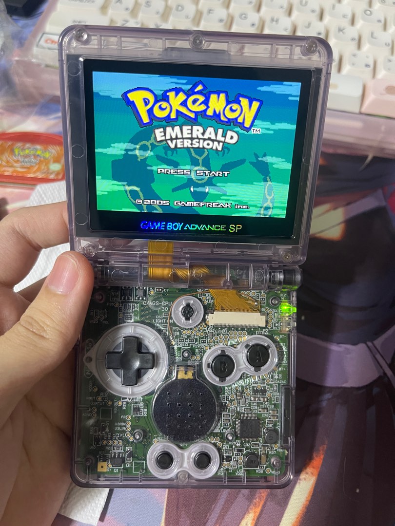 Gameboy Advance SP IPS Modded GBA SP Handheld Console Clear Purple with ...