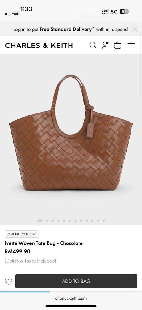 Ivette Woven Tote Bag - Chocolate, Women's Fashion, Bags & Wallets ...