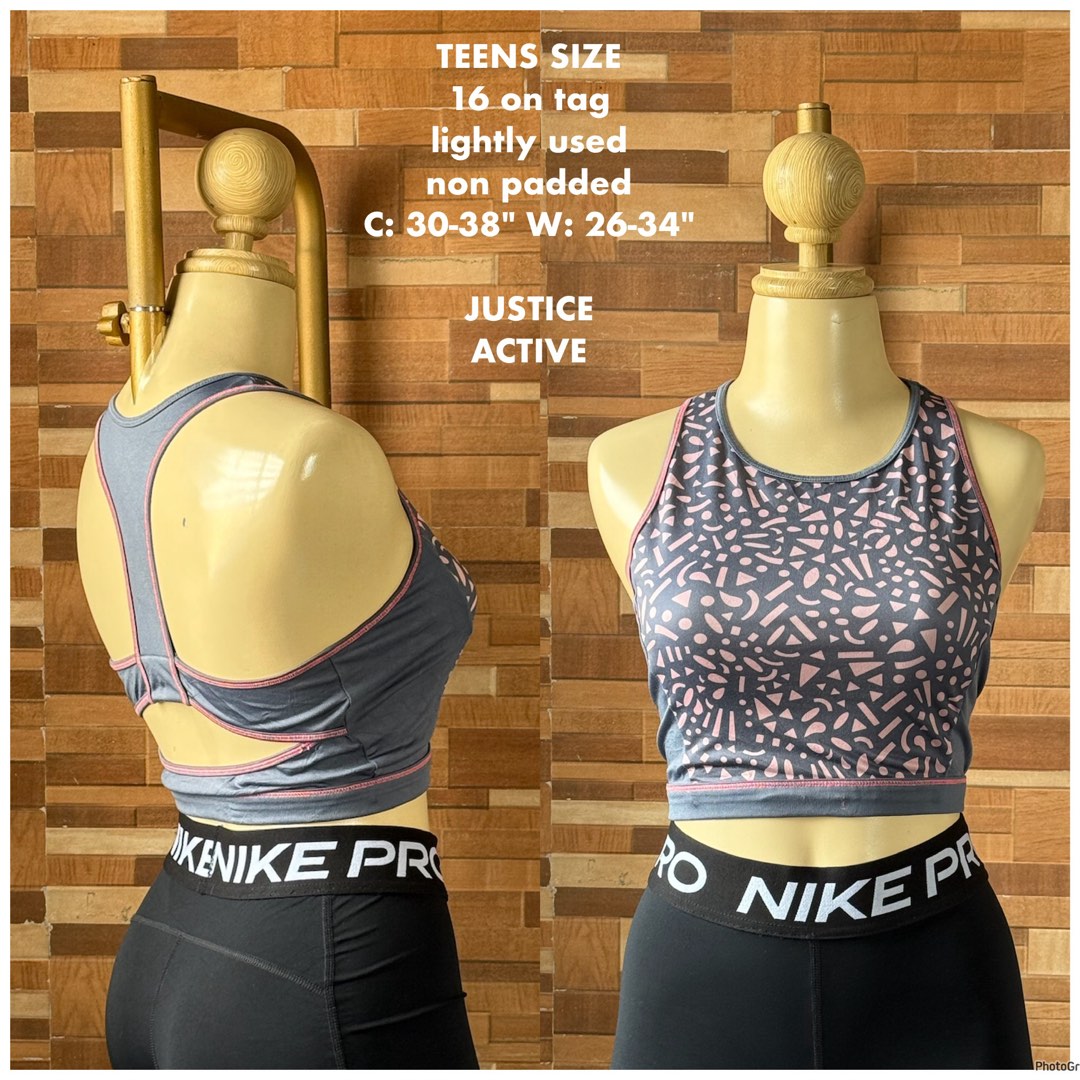 JUSTICE ACTIVE GREY PEACH TEENS SPORTS BRA, Women's Fashion, Activewear ...