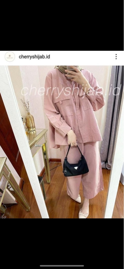 one set linen cherryshijab, Fesyen Wanita, Muslim Fashion, Two-Piece di ...