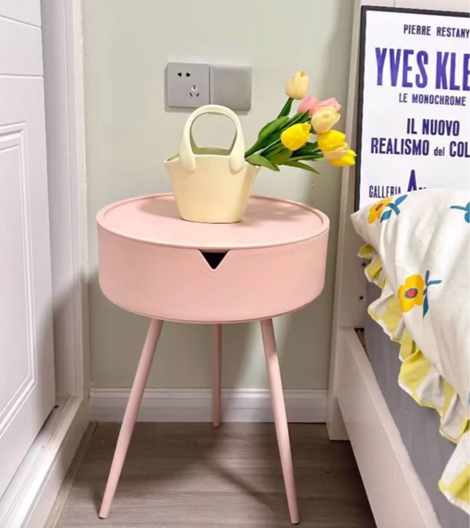 Pastel Pink Side Table with storage, Furniture & Home Living, Furniture ...