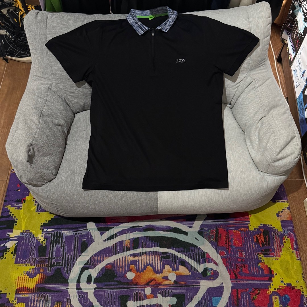 Polo shirt hugo boss green label halfzip original, Fesyen Pria, Pakaian ...