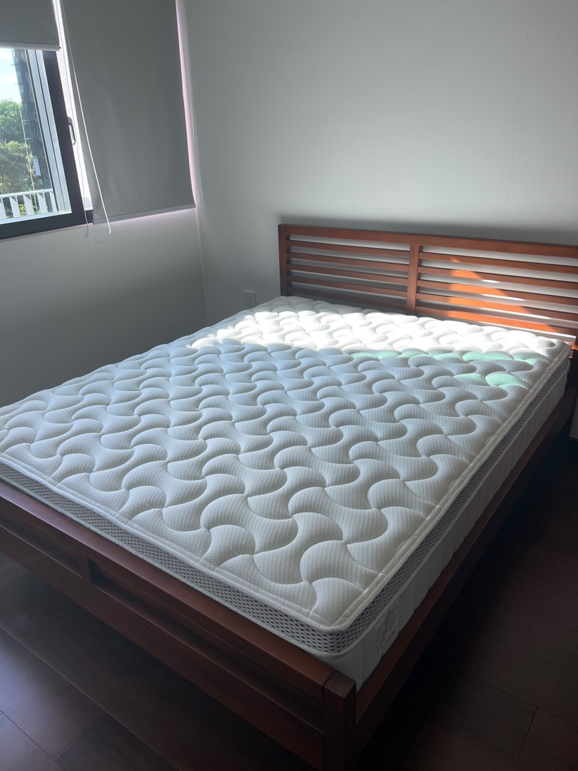 Scanteak bed frame and mattress Sept 2024, Furniture & Home Living ...