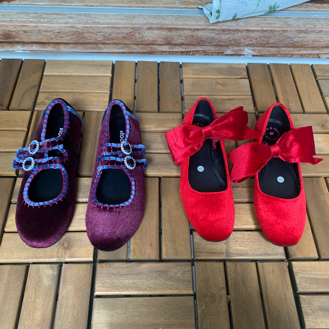 Stooli and these & those ribbon bow velvet mary janes, Women's Fashion ...