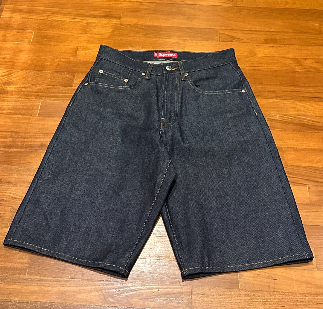Supreme Rigid Indigo Baggy Raw Selvedge Denim Short, Men's Fashion ...