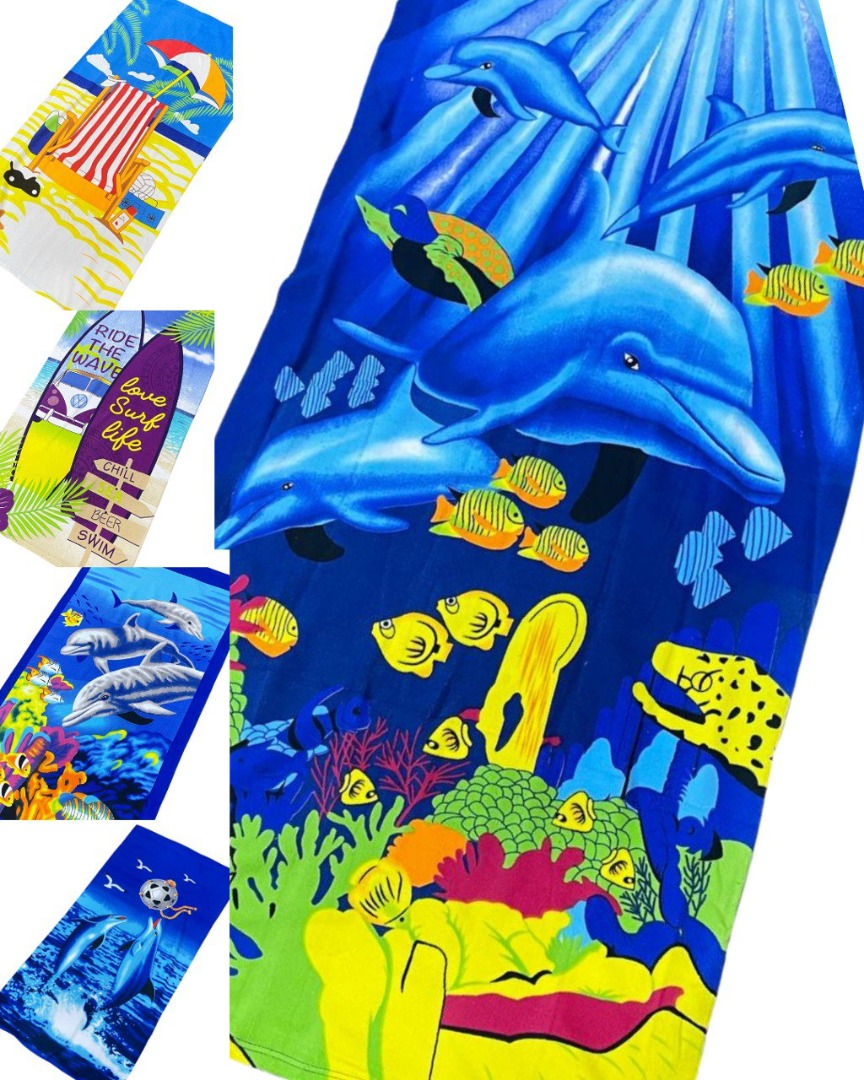Tuala Kartun Floral and Fauna Towel Cartoon beach design 140x70cm ...