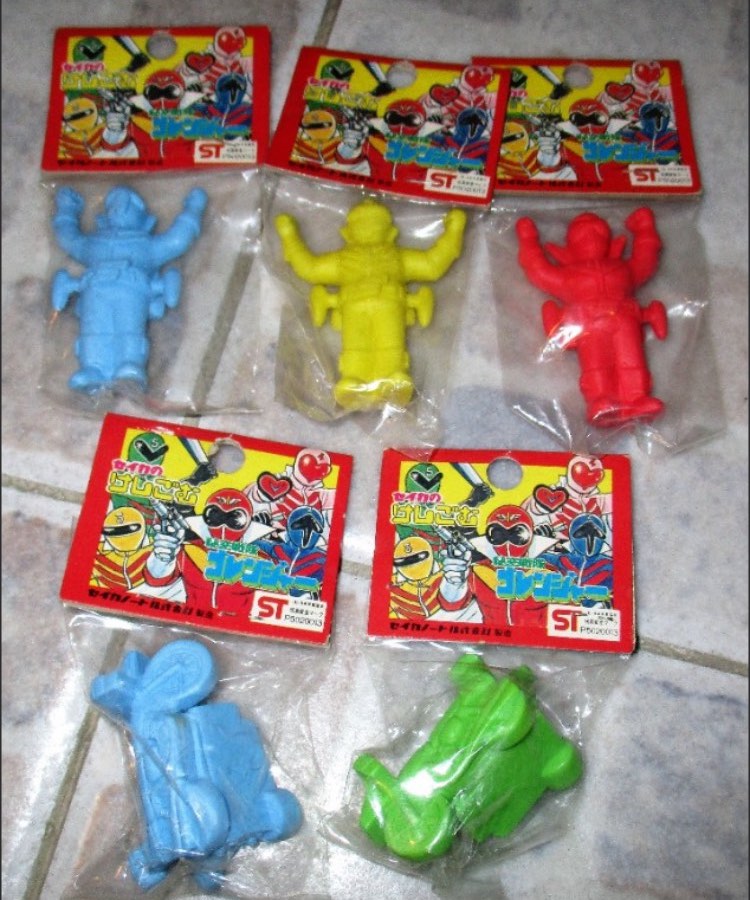 當時物 70s Seika Note 五勇士 秘密戰隊 單色膠 擦膠公仔 共5個 popy Bandai, 興趣及遊戲, 收藏品及紀念品, 古董收藏 - Carousell