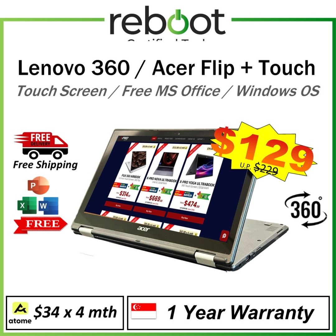 Acer 2 in 1 Laptop - 360 Flip + Touch Screen - Slim & Lightweight ...