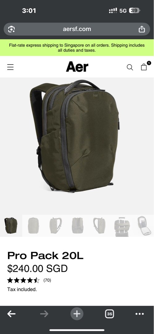 AER Pro Pack 20L, Men's Fashion, Bags, Backpacks on Carousell
