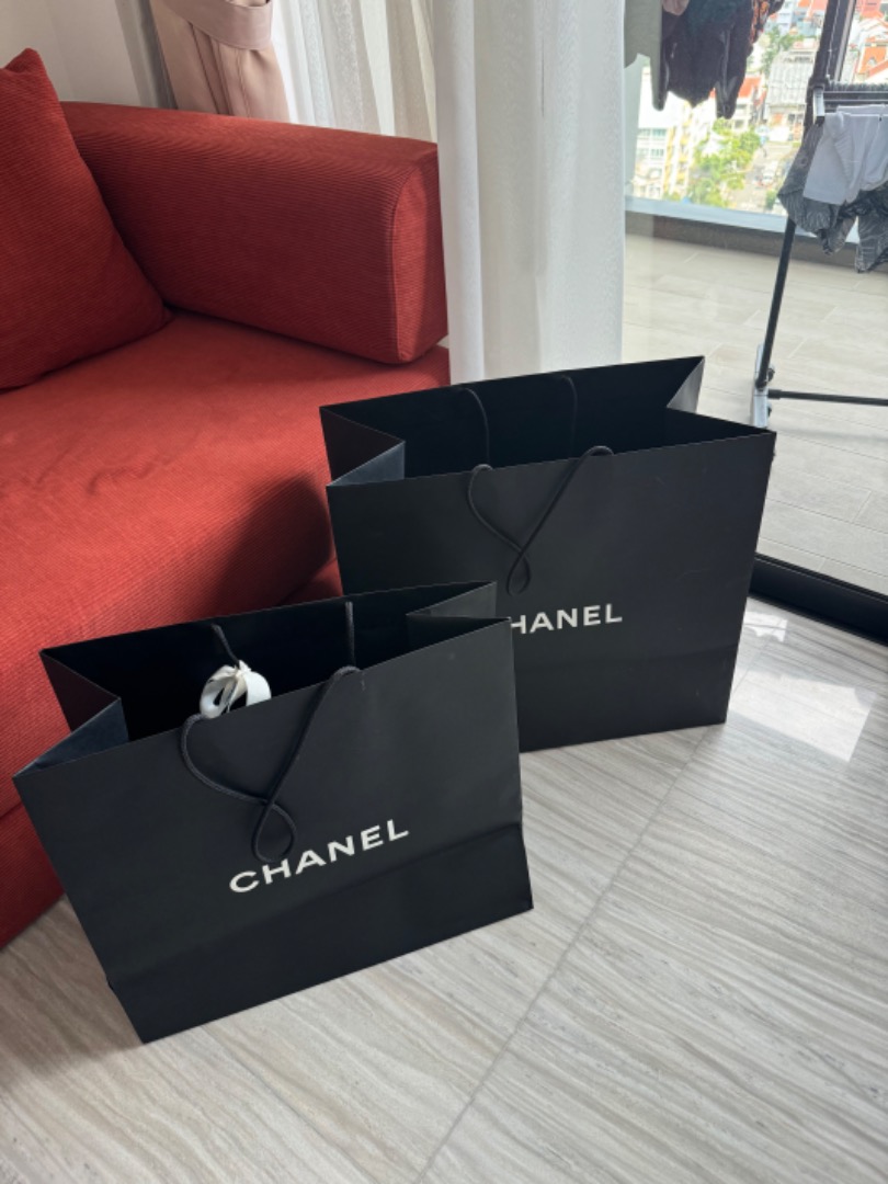 Chanel paper bag 2 sizes available, Luxury, Accessories on Carousell