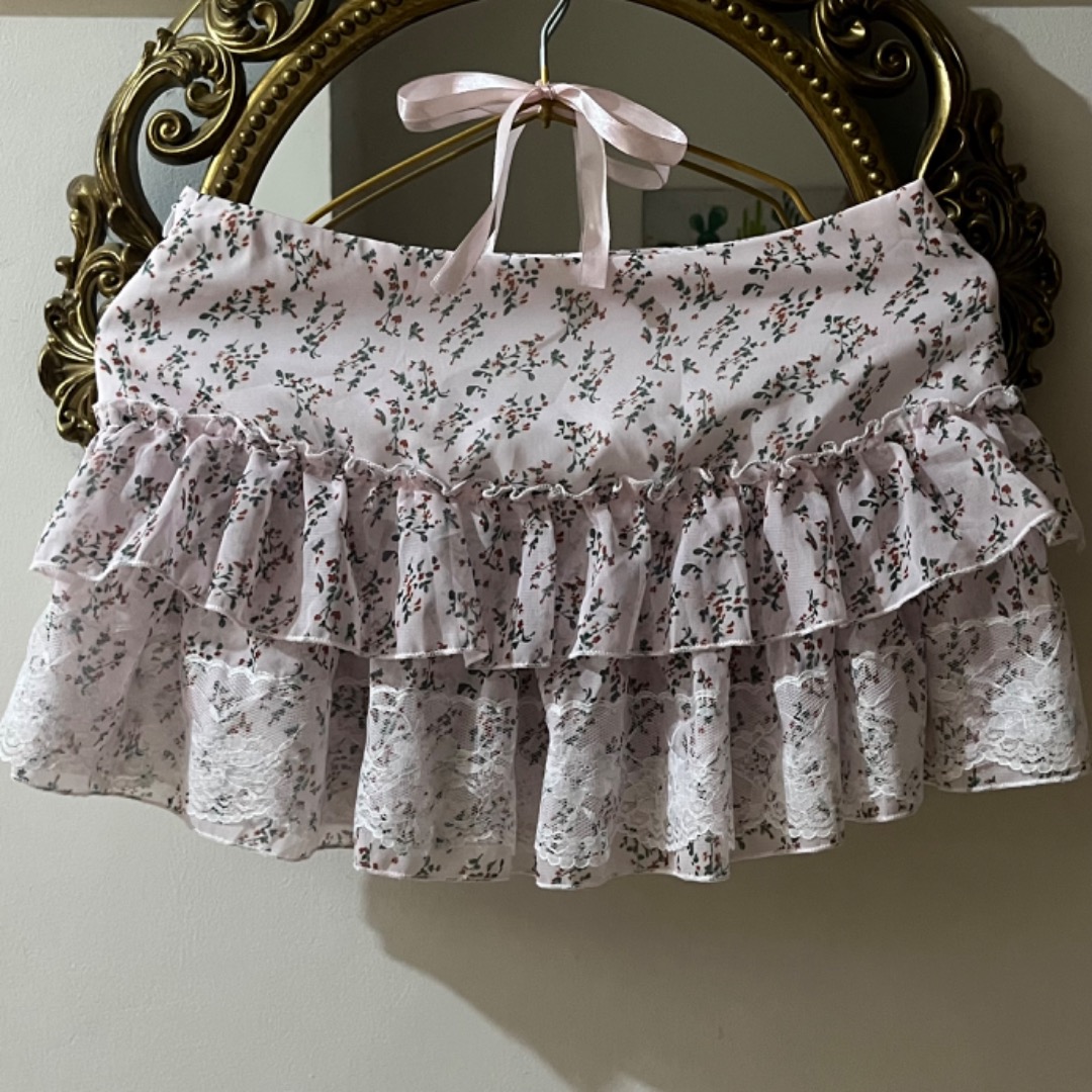 Coquette Ruffle Lace Mini Skirt, Women's Fashion, Bottoms, Skirts on ...