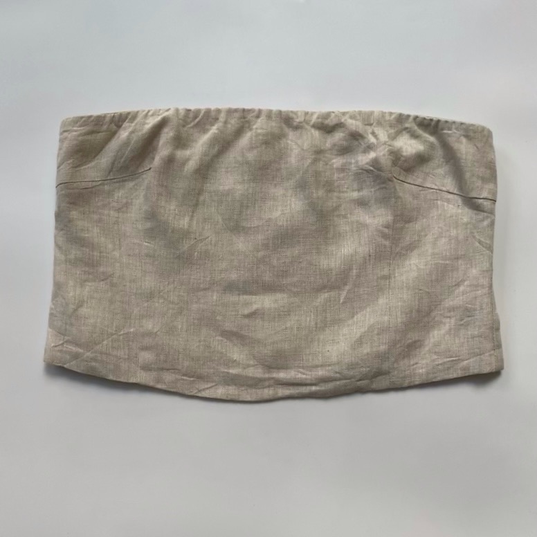 Dissh Linen Strapless Crop Top Natural, Women's Fashion, Tops ...
