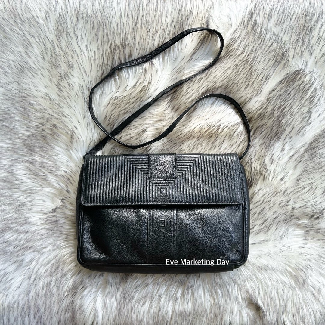 Fendi SAS Vintage Black Leather Messenger Flap Crossbody, Luxury, Bags ...