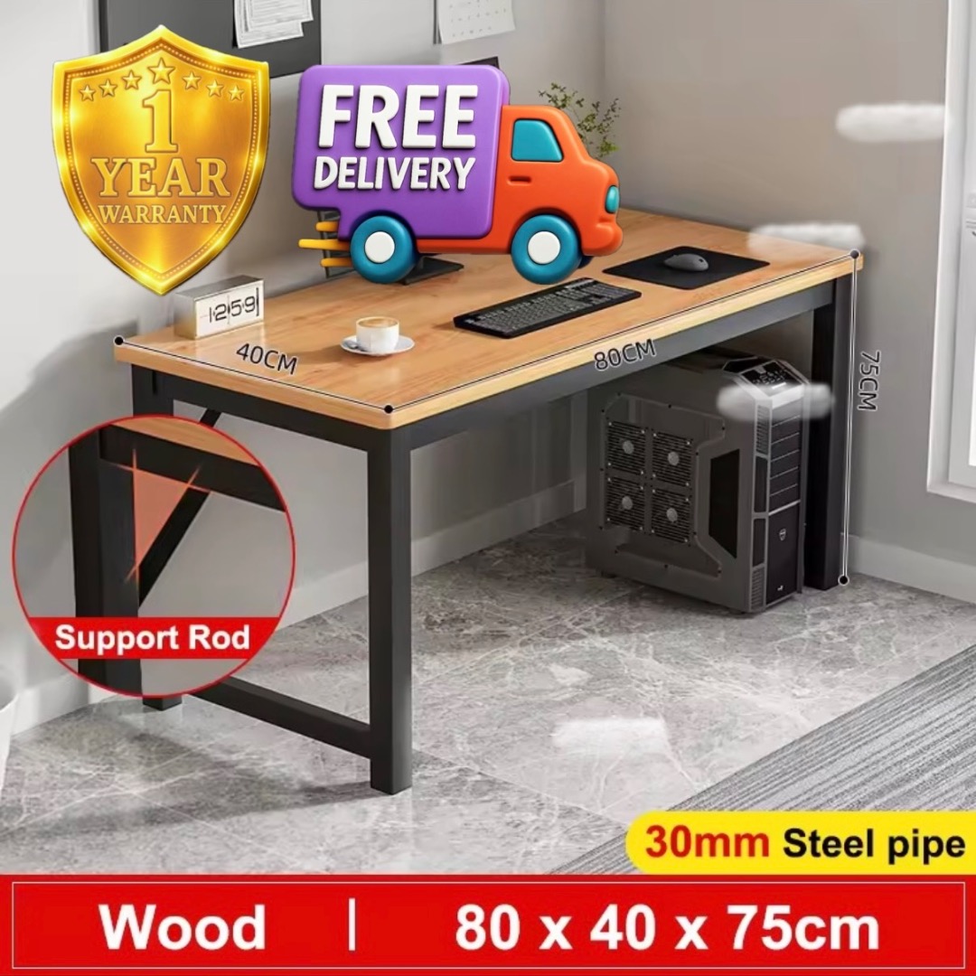 [FREE DELIVERY] Steel Frame Work Desk | Minimalist Writing Table | Wood ...