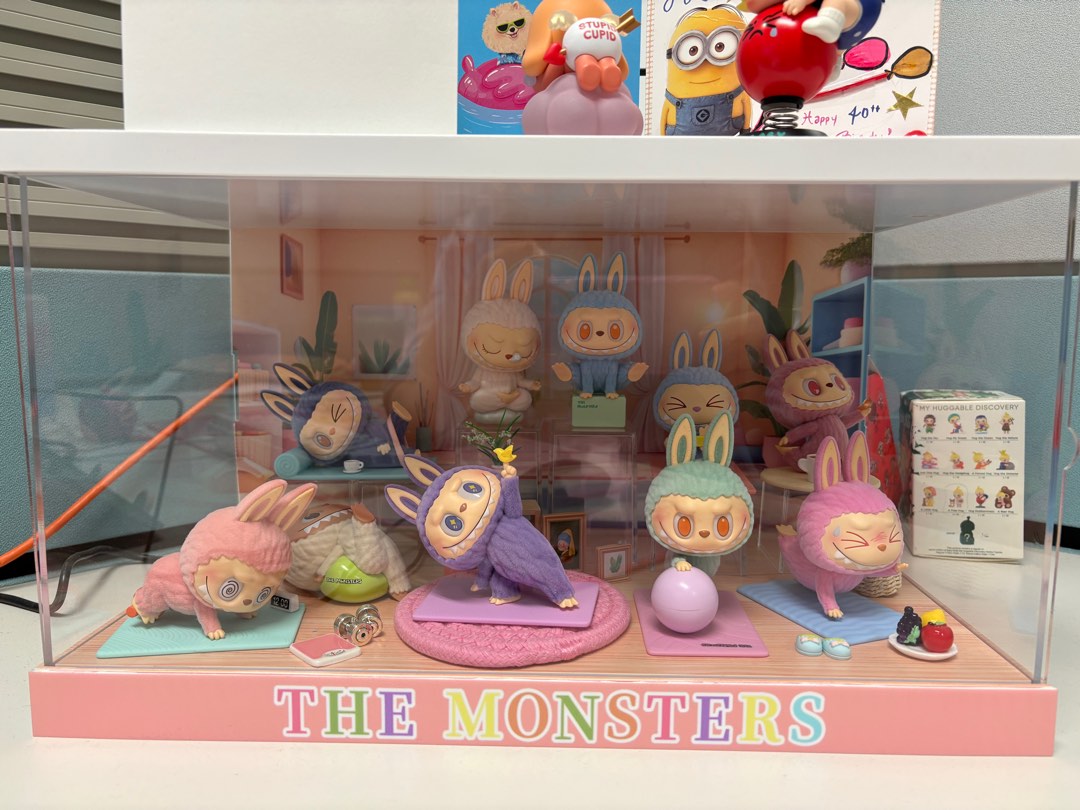 Lazy Yoga Labubu full set plus display box, Hobbies & Toys, Toys & Games on Carousell