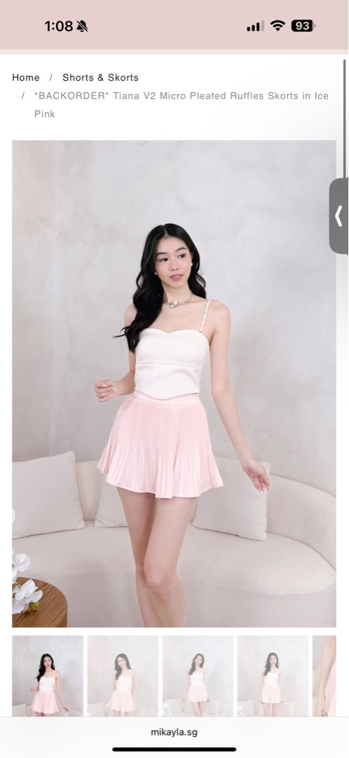 Mikayla tiana skorts ice pink, Women's Fashion, Bottoms, Other Bottoms on Carousell