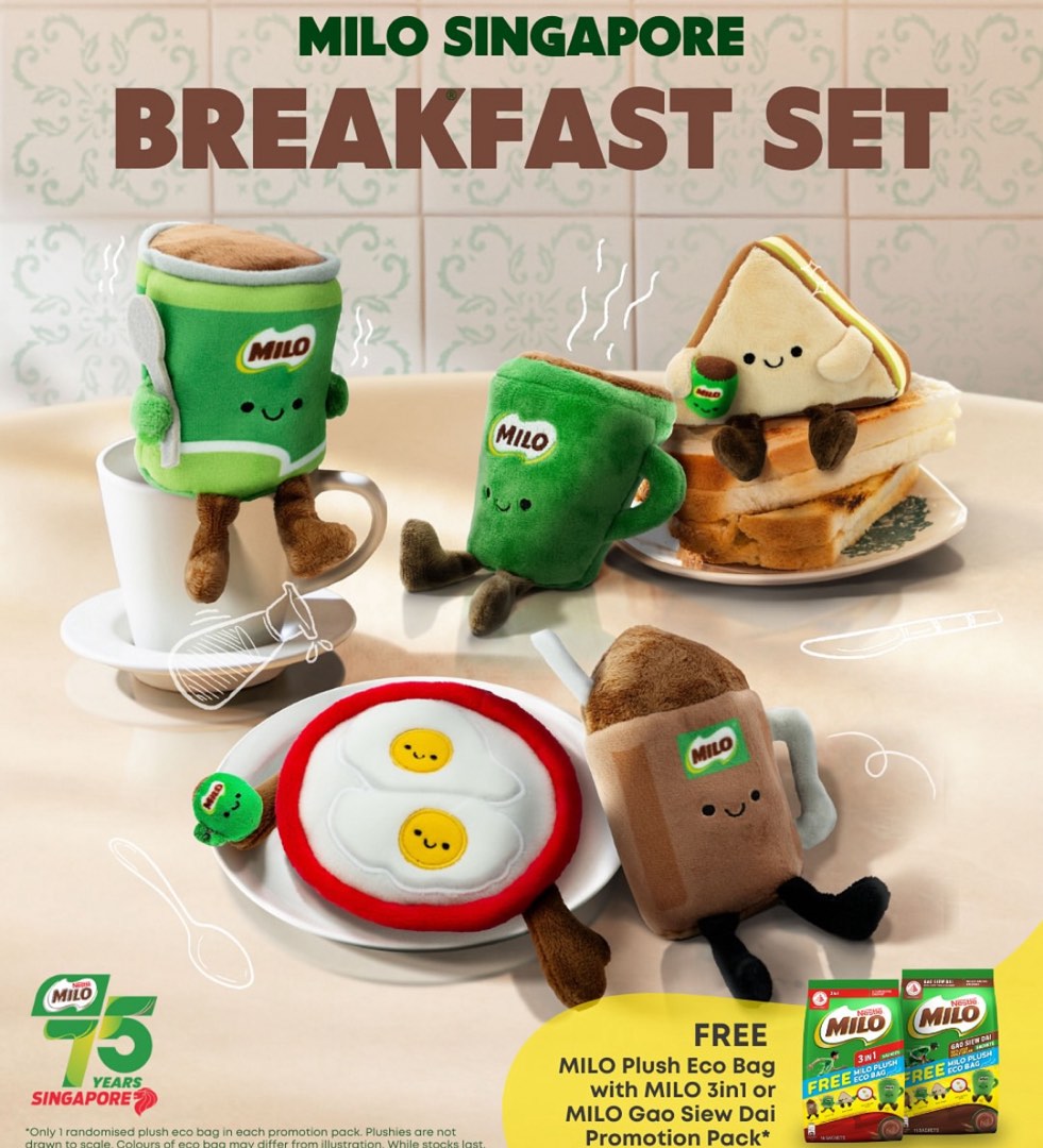 Milo Breakfast Set Eco Bag Kaya Toast, Soft boiled eggs, milo tin, milo ...