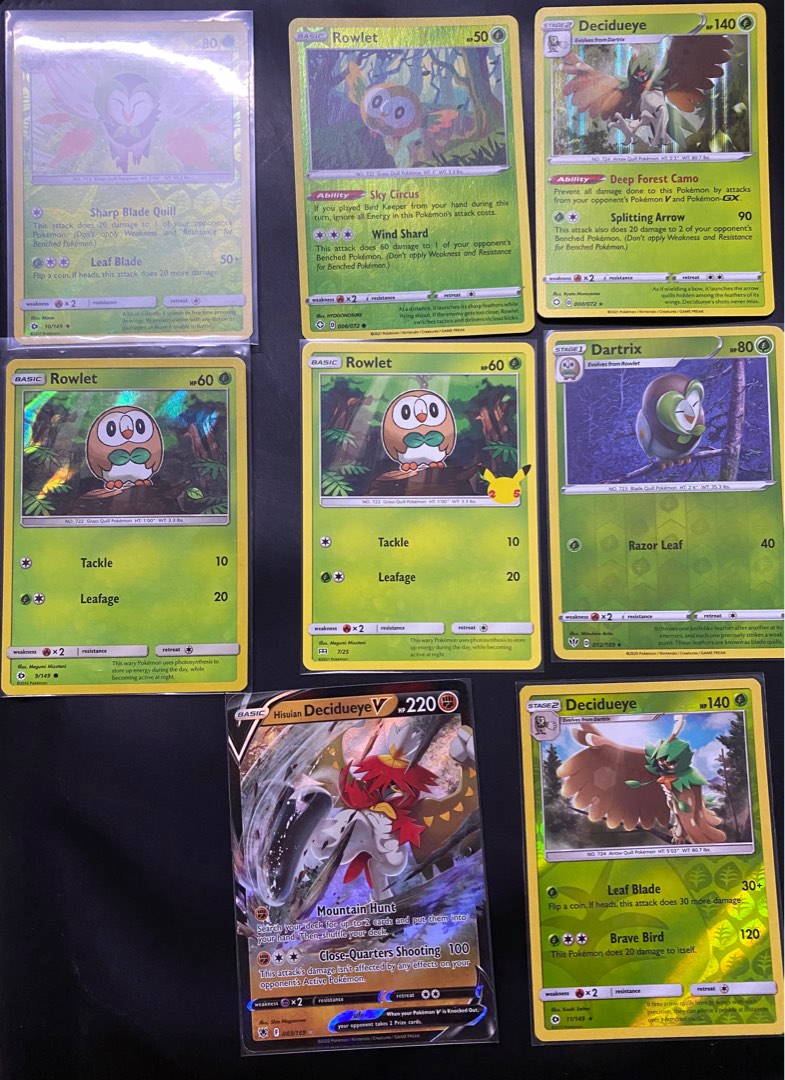 Pokémon cards Pokemon 151 rowlet decidueye dartrix evolving skies eevee ...