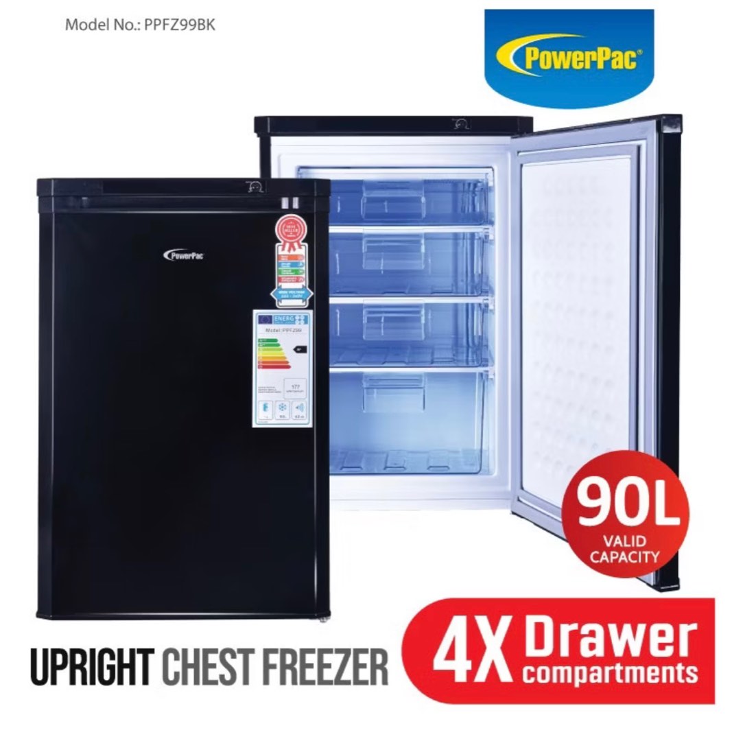 PowerPac Chest Freezer 90L Black, TV & Home Appliances, Kitchen ...