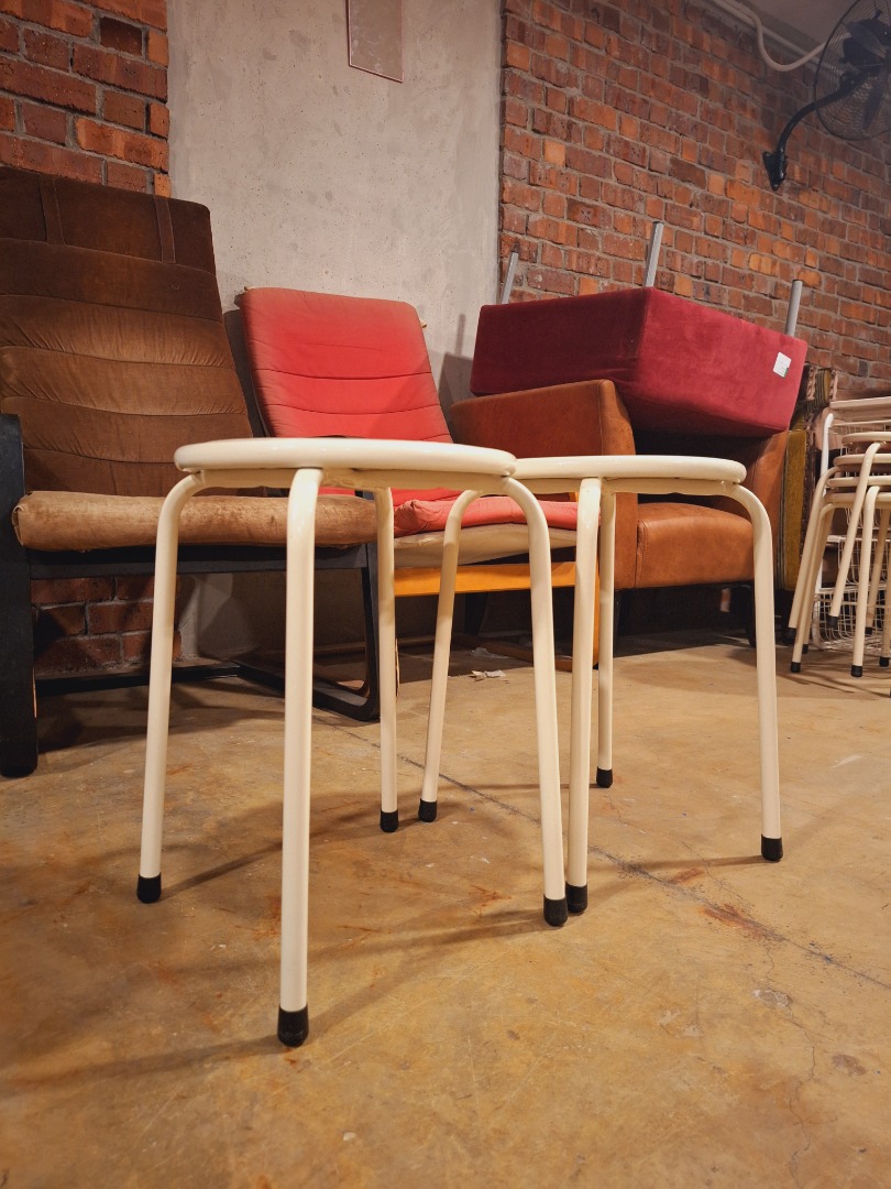 Red & White Steel Stool* | Bangku Besi Putih dan Merah*, Furniture ...