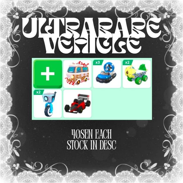 Roblox ADOPT ME VEHICLES (ULTRA-RARE), Video Gaming, Video Games ...