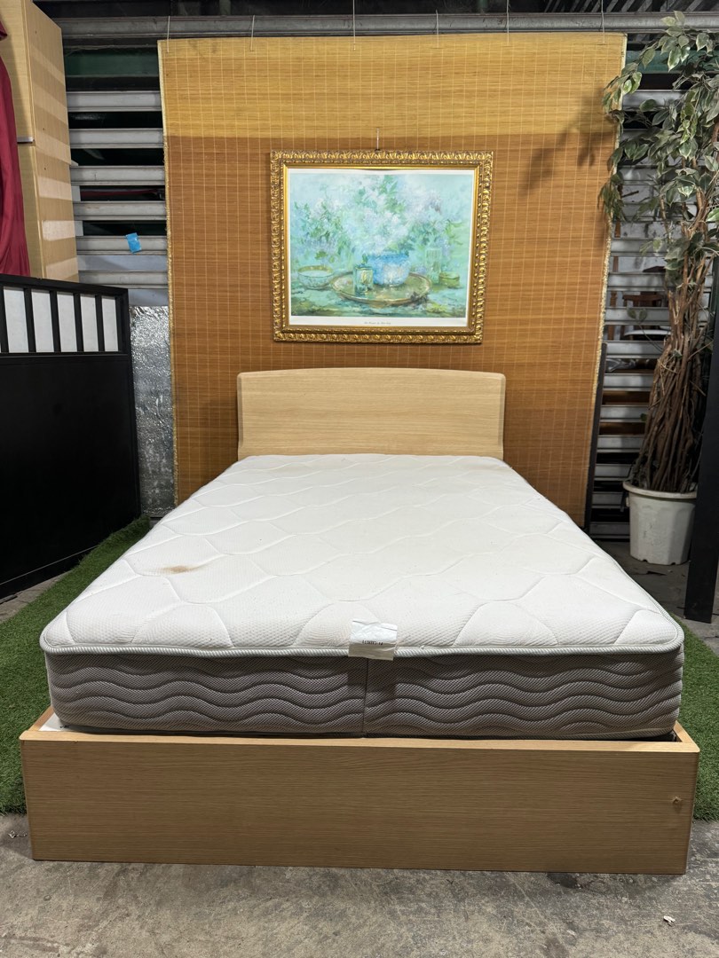 Semi double bedset with storage, Furniture & Home Living, Furniture ...