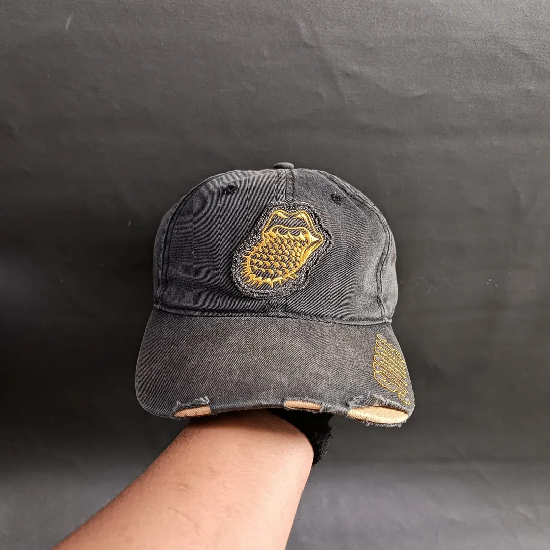 Topi Ripped Cap Topi Band Original THE ROLLING STONES Hitam, Fesyen ...