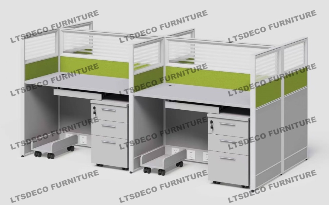 WORKSTATION CUBICLE WITH STRIPE GLASS \ OFFICE PARTITION \ OFFICE ...