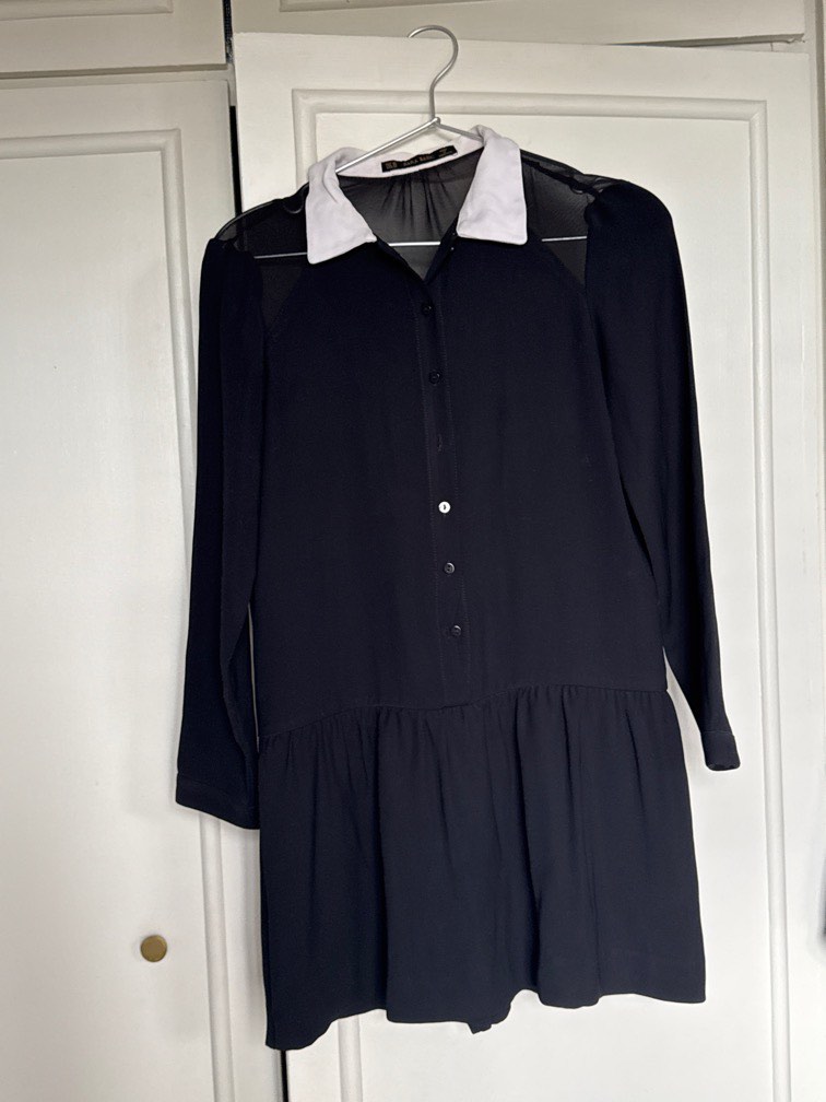 Zara Peter Pan Collar Dress/Romper, Women's Fashion, Dresses & Sets ...