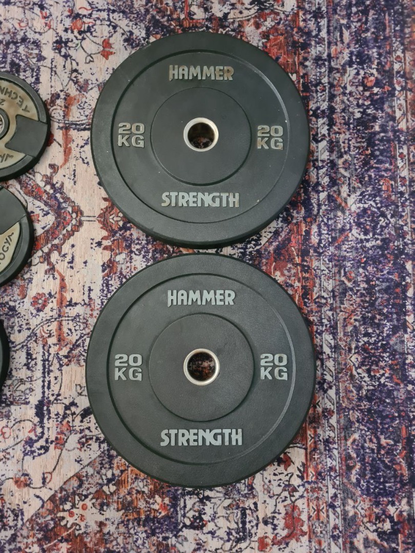 20kg Hammer Strength Bumper Plates (Heavy-Duty), Sports Equipment ...