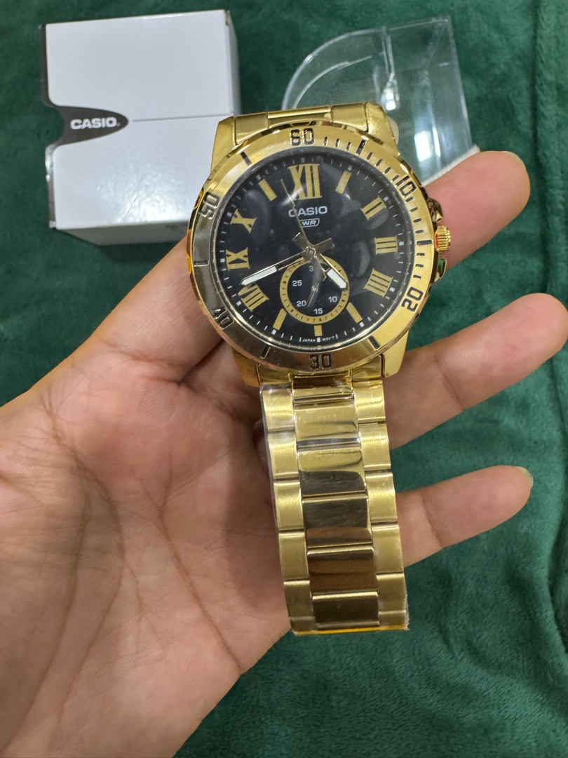 Casio General Mtp Vd200g 1b Gold Stainless Steel Band Men Watch Mens Fashion Watches