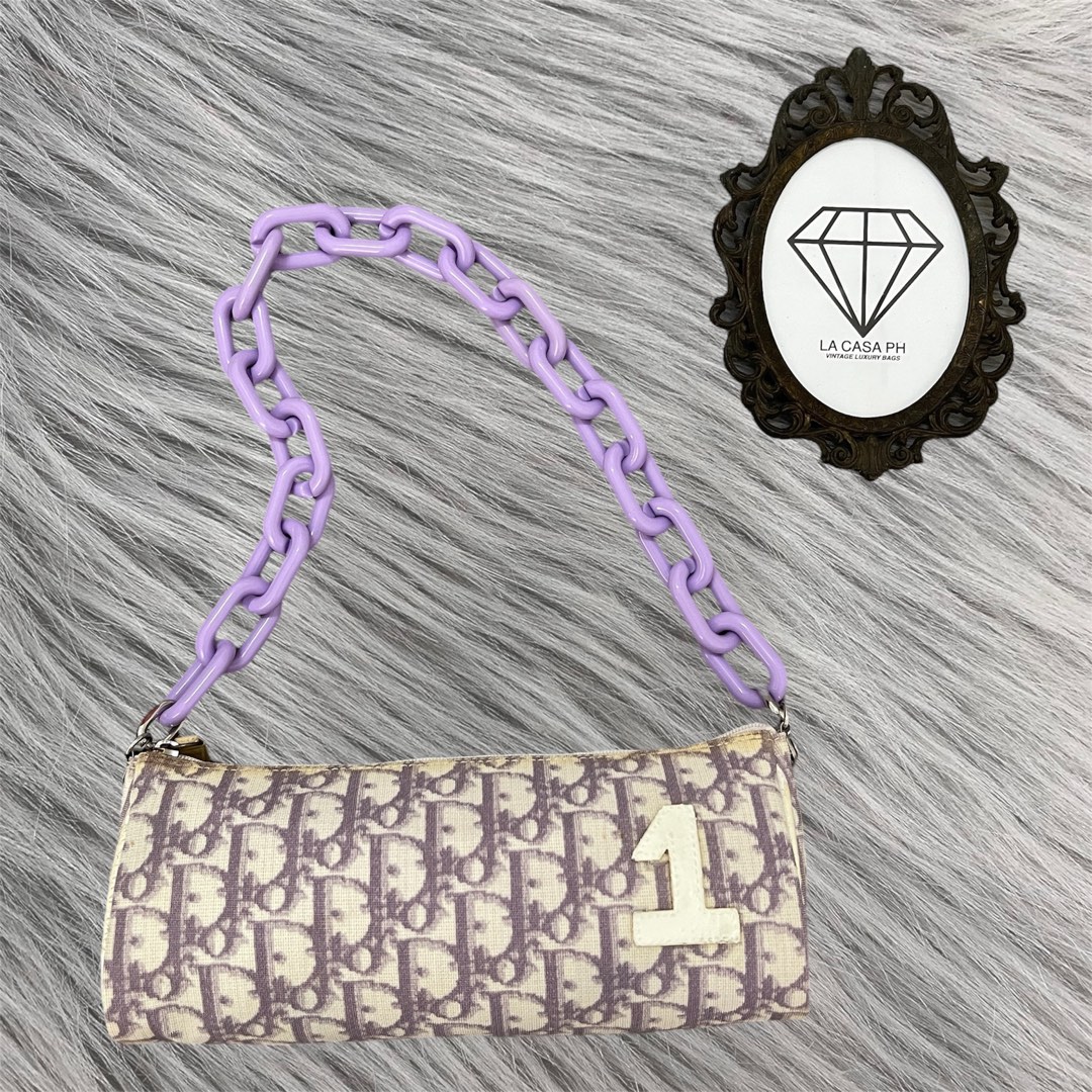 CHRISTIAN DIOR Purple Oblique Coated Canvas Pouch, Luxury, Bags ...