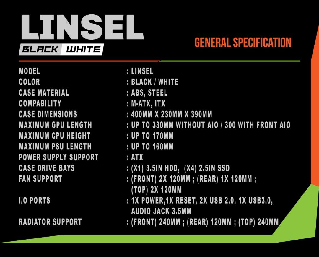 Cube Gaming Linsel Case m-atx white, Elektronik, Bagian Komputer & Aksesoris di Carousell